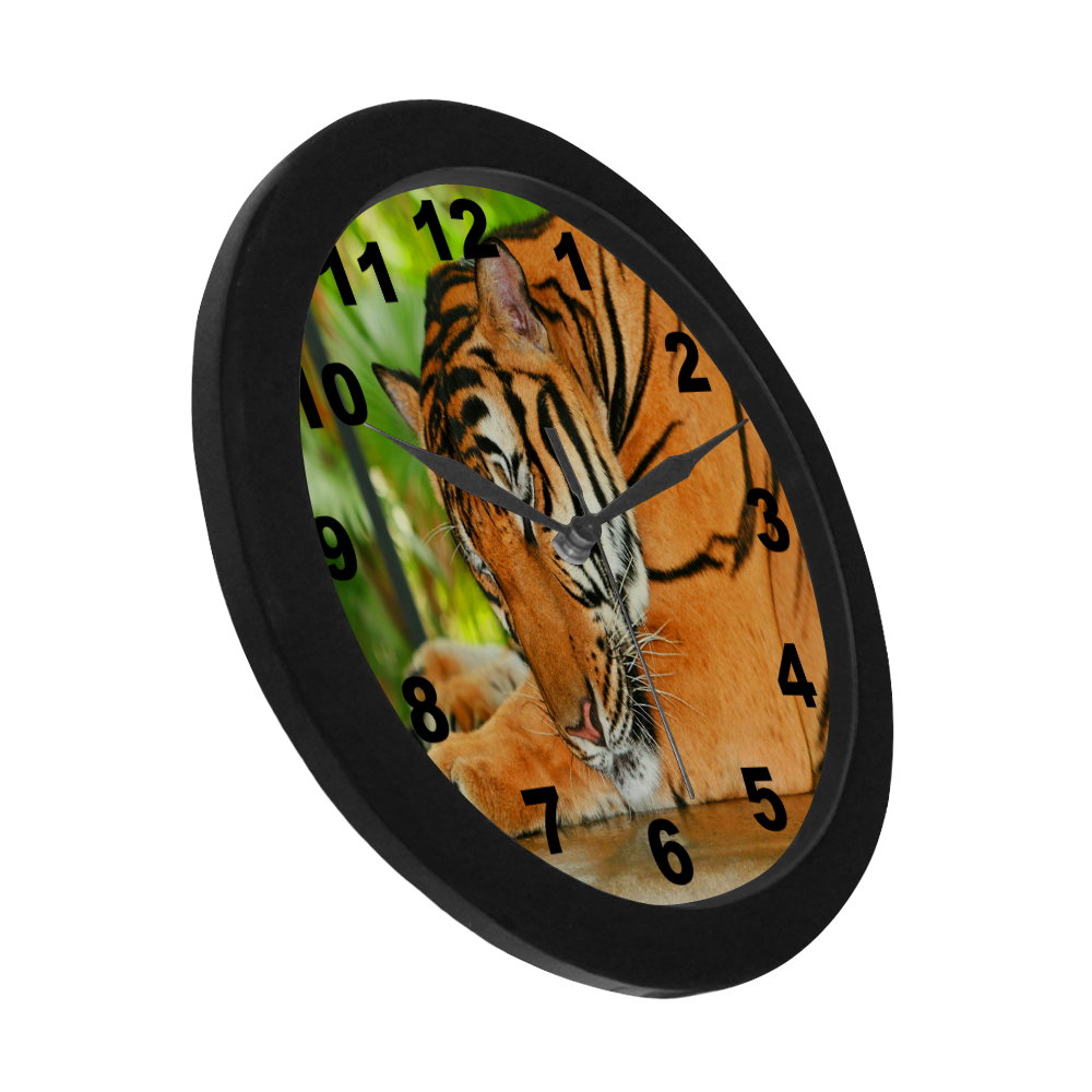 Sleeping Tiger Circular Plastic Wall clock | ID: D903629