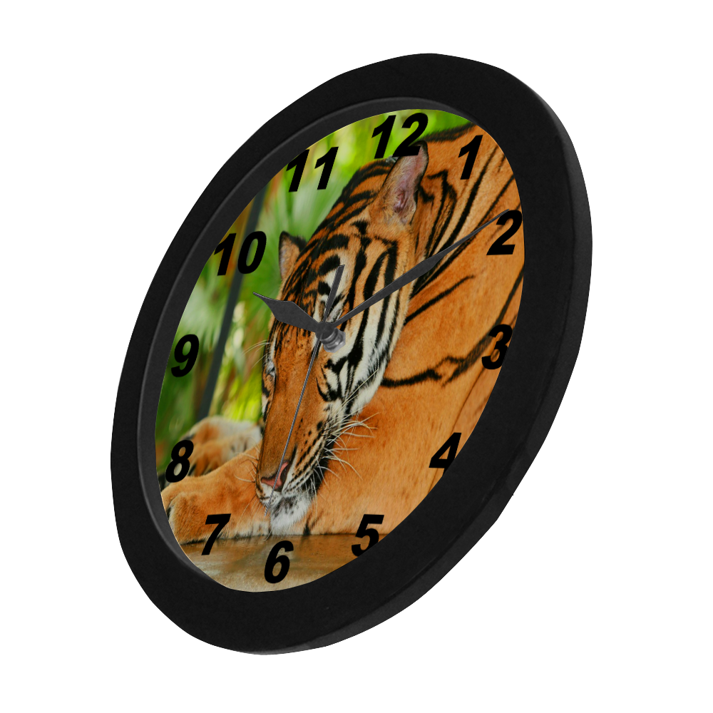 Sleeping Tiger Circular Plastic Wall clock | ID: D903629