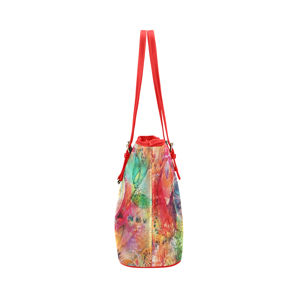 Summer Floral Dreams Leather Tote Bag/Large (Model 1651) | ID: D908828