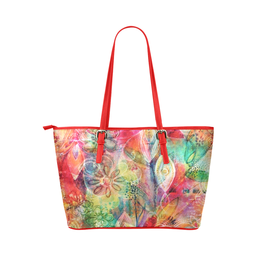 Summer Floral Dreams Leather Tote Bag/Large (Model 1651) | ID: D908828