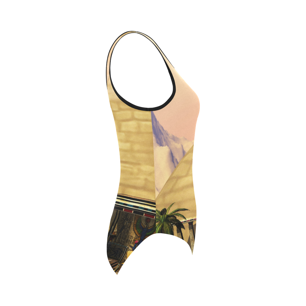 Awesome egyptian temple Vest One Piece Swimsuit (Model S04) | ID: D909781