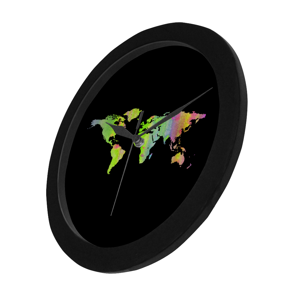 World Map Circular Plastic Wall clock | ID: D920934