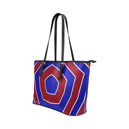 octagon blue red Leather Tote Bag/Large (Model 1651) | ID: D928724