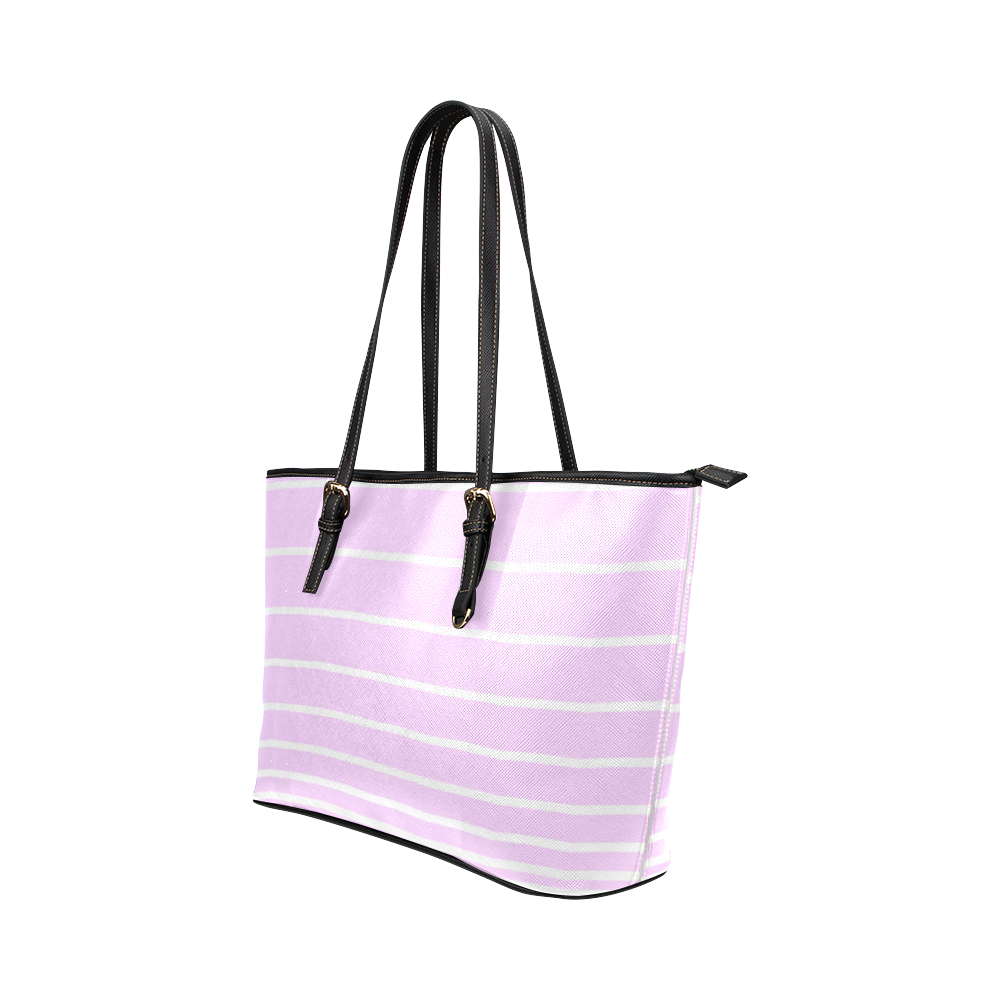 stipes lavender Leather Tote Bag/Large (Model 1651) | ID: D928703
