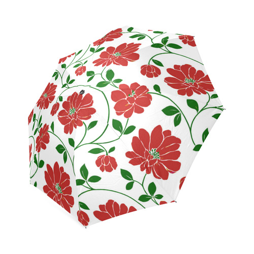 Red Flowers Beautiful Floral Wallpaper Foldable Umbrella (Model U01 ...
