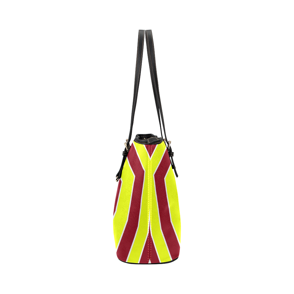 octagon red yellow Leather Tote Bag/Large (Model 1651) | ID: D928716