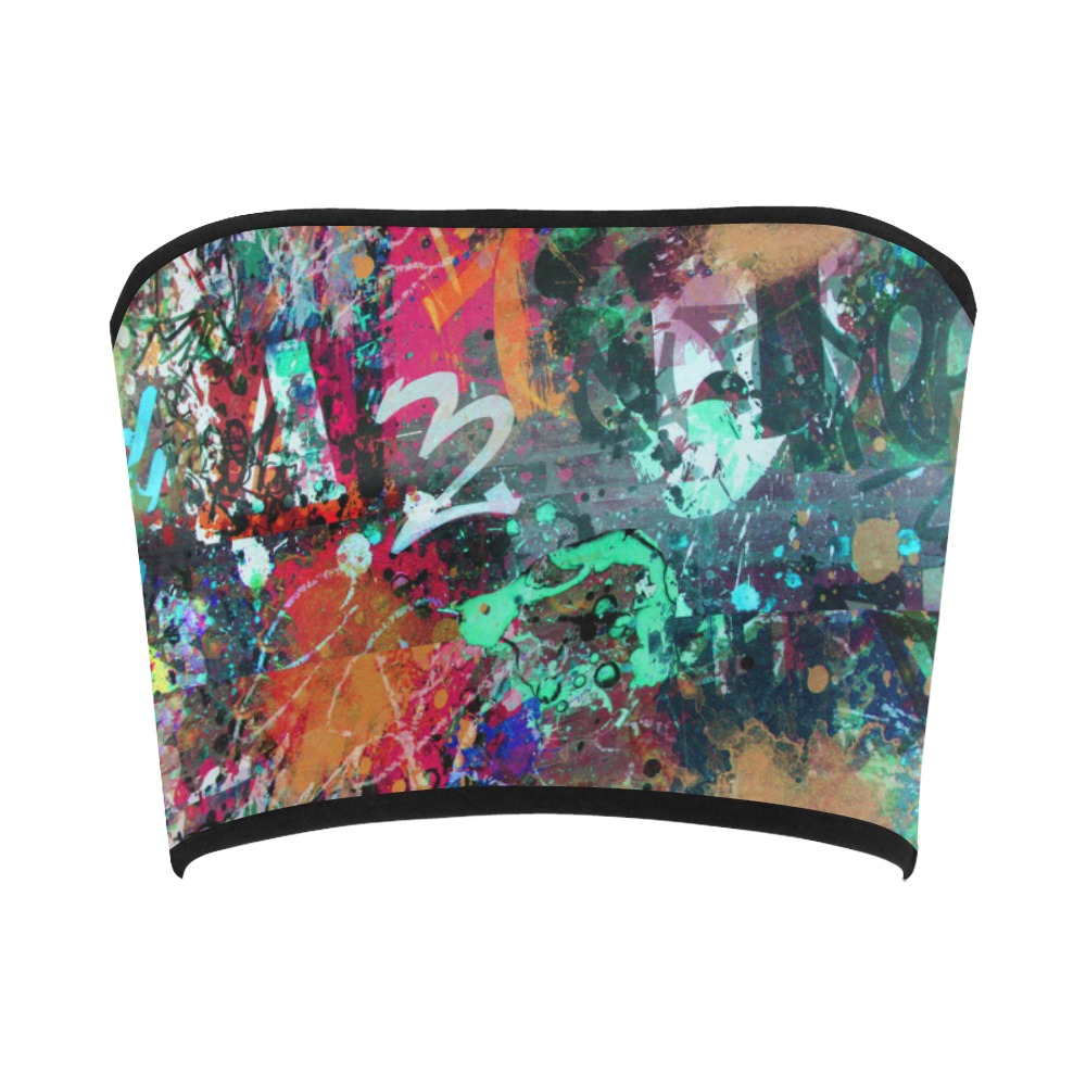 Graffiti Wall and Paint Splatter Bandeau Top | ID: D934113