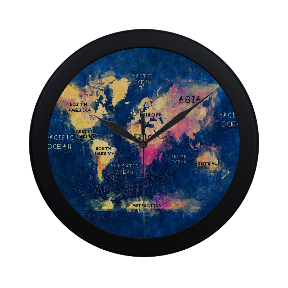 world map oceans and continents Circular Plastic Wall clock | ID: D934823