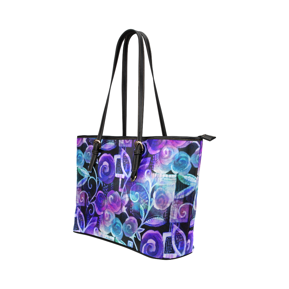 Nocturnal Garden Leather Tote Bag/Large (Model 1651) | ID: D938813