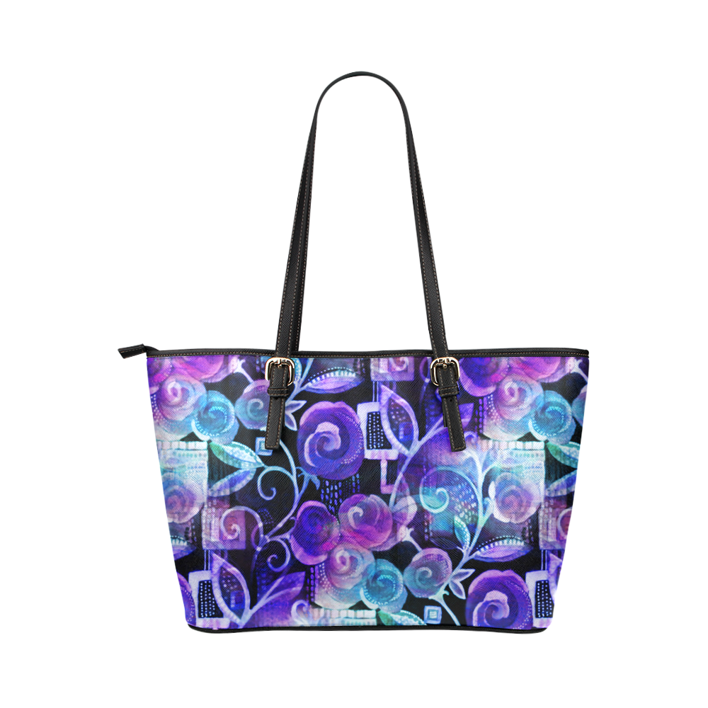 Nocturnal Garden Leather Tote Bag/Large (Model 1651) | ID: D938813