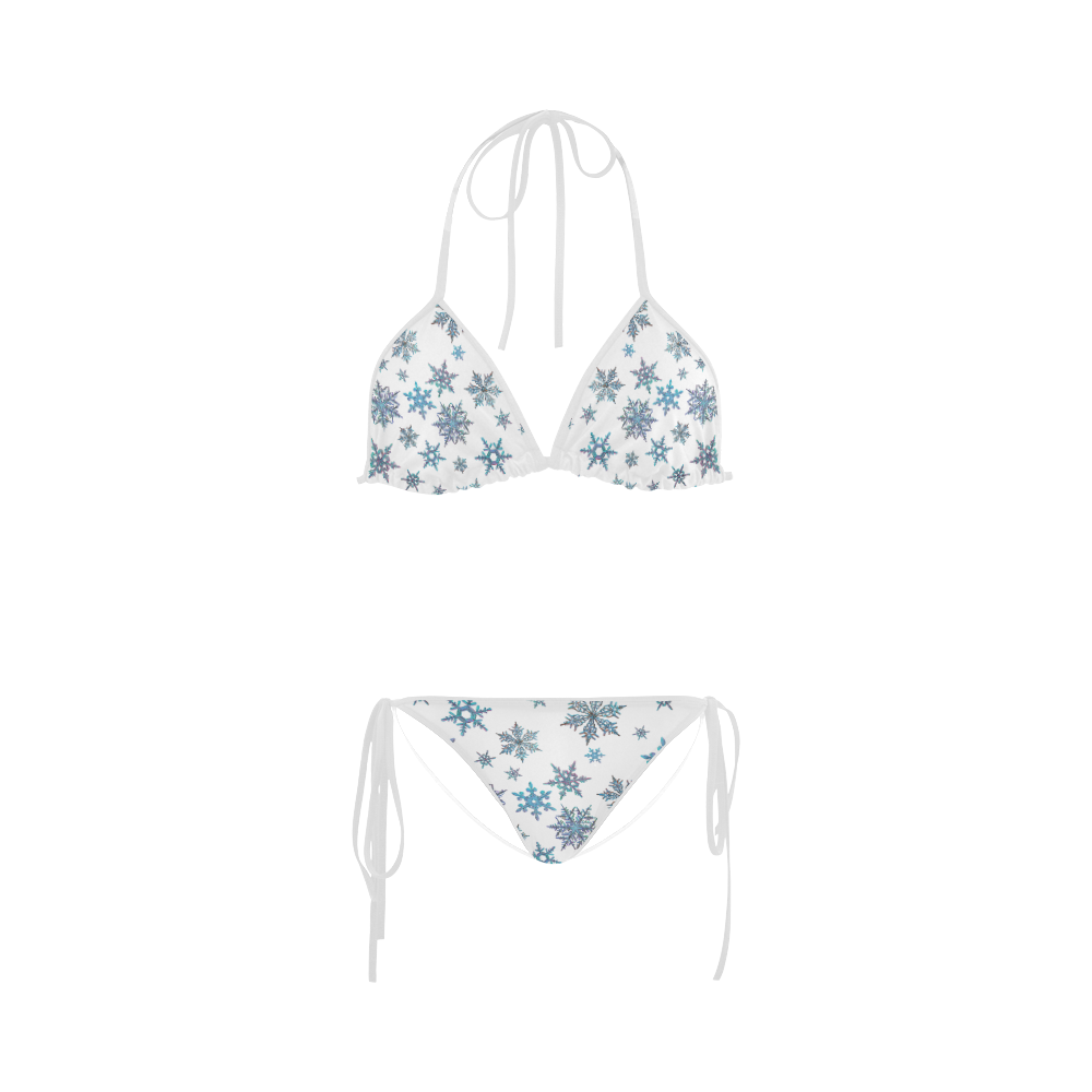 Snowflakes, Blue snow, stitched design Custom Bikini Swimsuit | ID: D957115