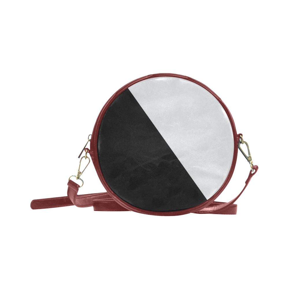diagonal black white Round Sling Bag (Model 1647) | ID: D953092