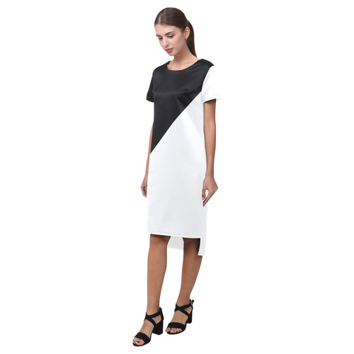 diagonal black white Short Sleeves Casual Dress(Model D14) | ID: D953362