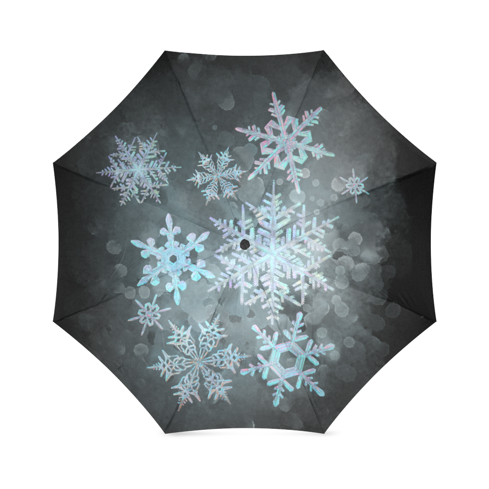 Snowflakes, snow, white and blue Foldable Umbrella (Model U01) | ID ...
