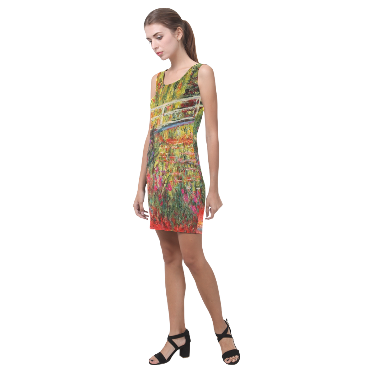 Claude Monet Japanese Bridge Floral Fine Art Medea Vest Dress (Model ...