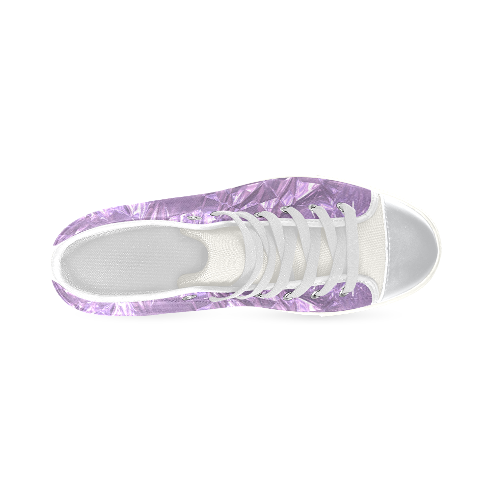 crumpled foil lilac High Top Canvas Women's Shoes/Large Size (Model 017 ...