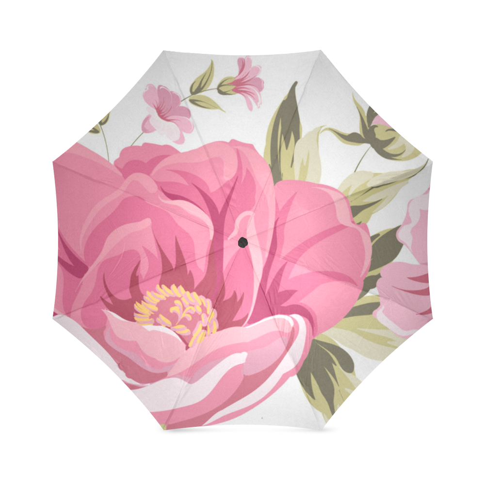 Beautiful Vintage Pink Floral Pattern Foldable Umbrella (Model U01 ...