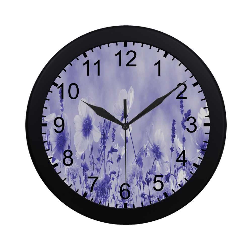 Violet Shaded Wildflowers Circular Plastic Wall clock | ID: D1004099