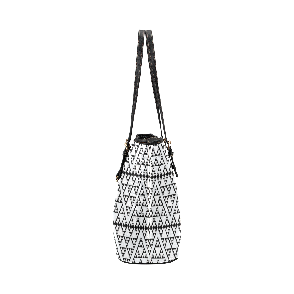 triangles in triangles pattern Leather Tote Bag/Large (Model 1651) | ID ...