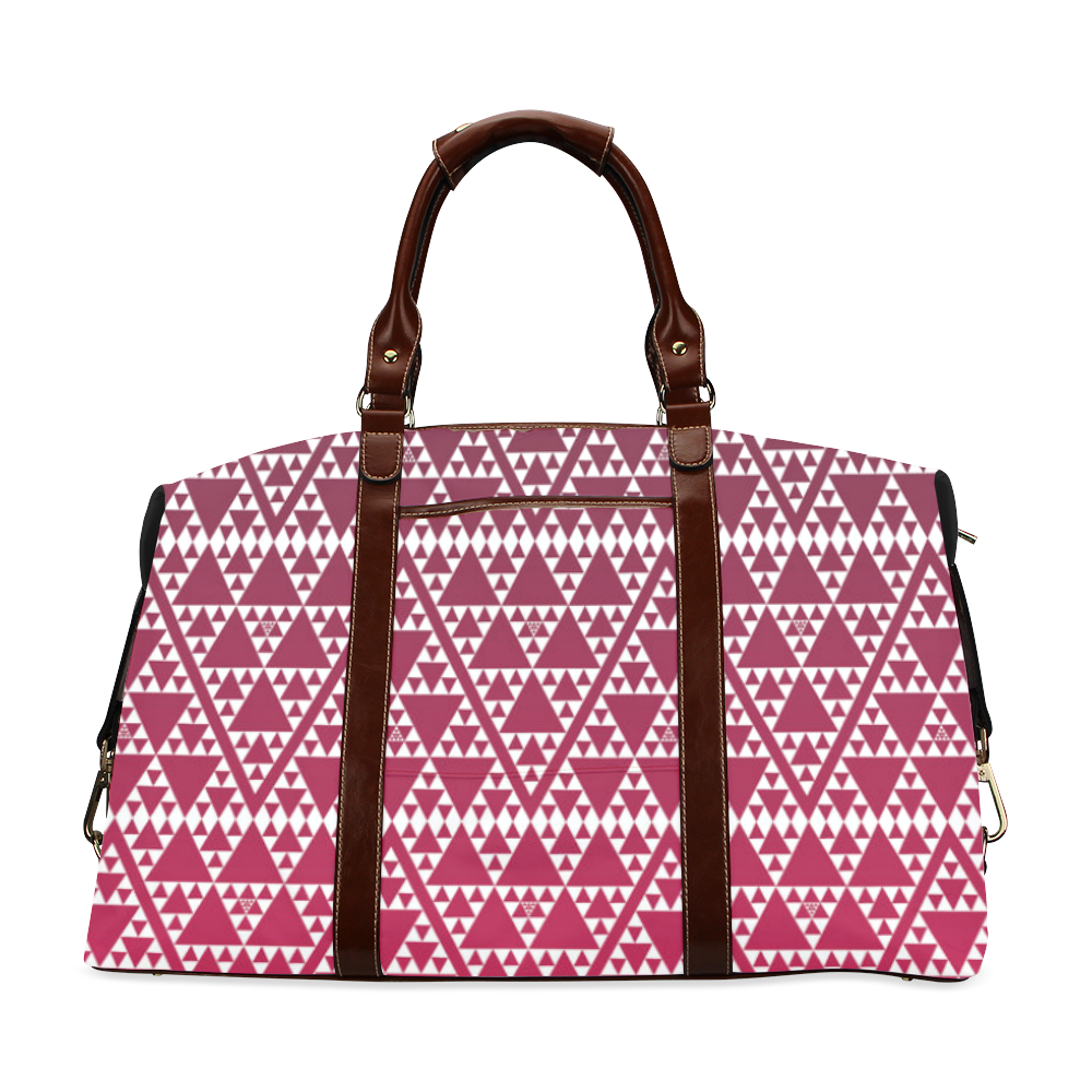 triangles in triangles pattern wht on red Classic Travel Bag (Model ...