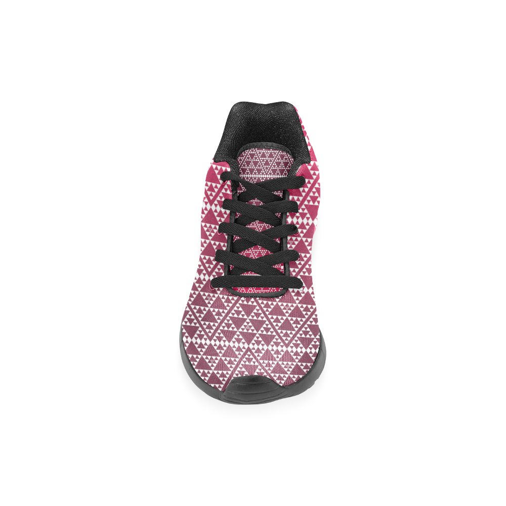 triangles in triangles pattern wht on red Men’s Running Shoes (Model 020) | ID: D1019745