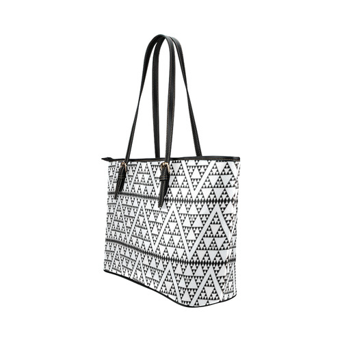 triangles in triangles pattern Leather Tote Bag/Large (Model 1651) | ID: D1019528