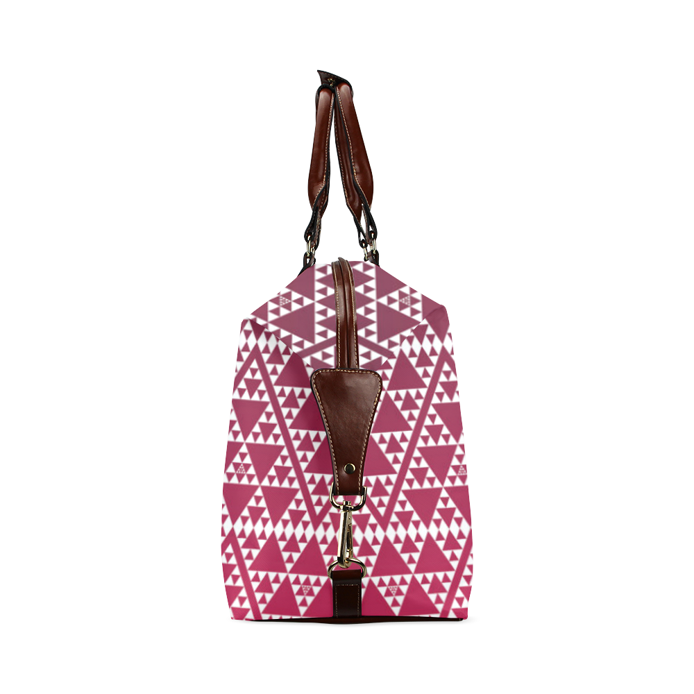 triangles in triangles pattern wht on red Classic Travel Bag (Model ...