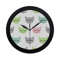 Happy Cats Circular Plastic Wall clock | ID: D1023655