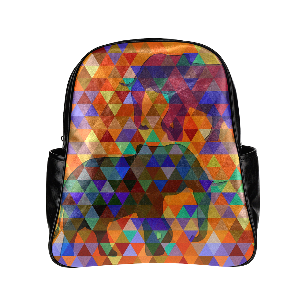 Modern Triangle Pattern Elephants Multi-Pockets Backpack (Model 1636 ...