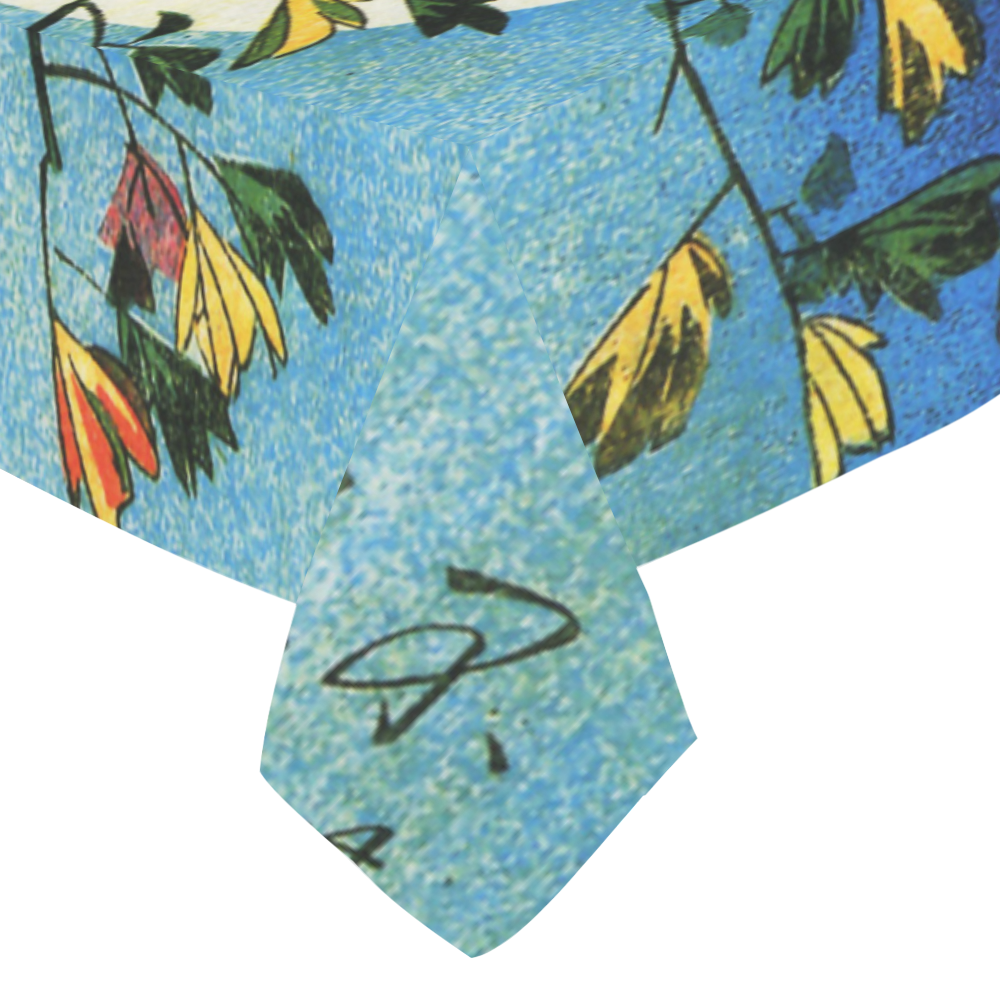 Hiroshige Moon Over Waterfall Vintage Japanese Cotton Linen Tablecloth ...