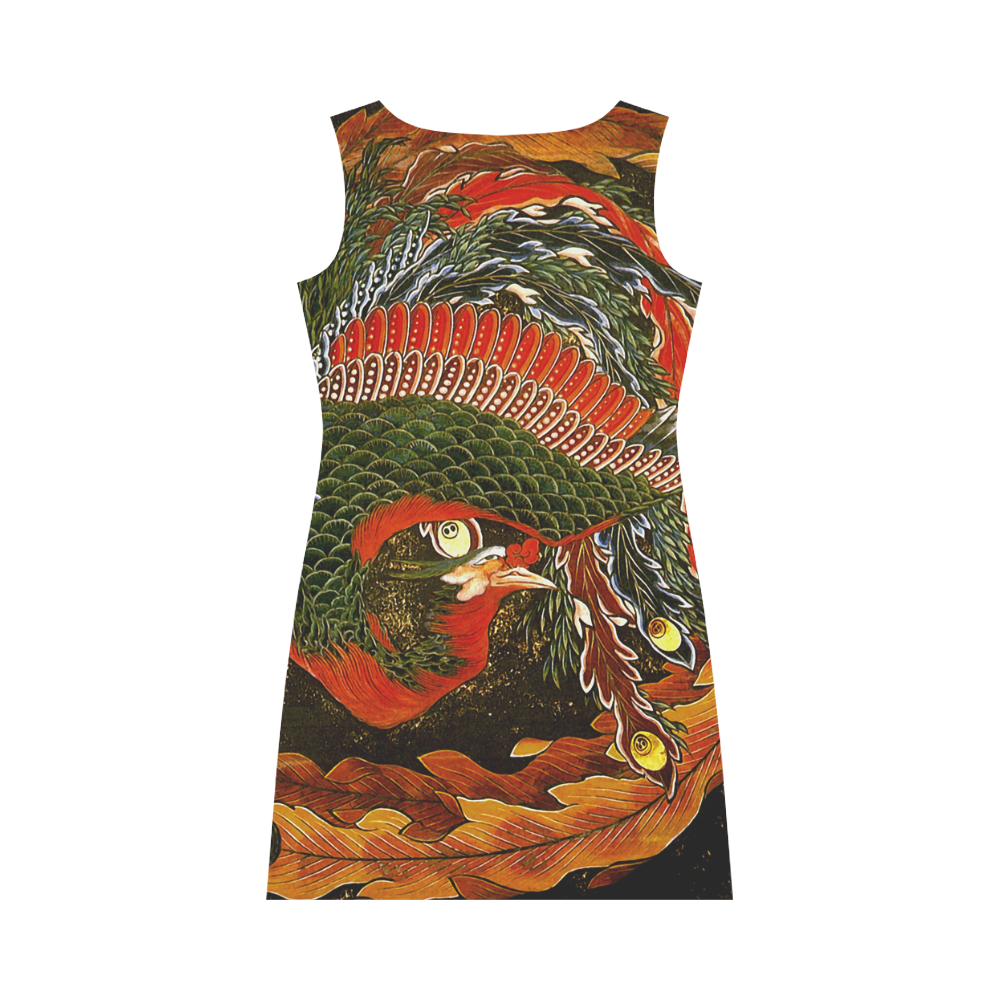 Hokusai Phoenix Firebird Goddess Japanese Round Collar Dress (D22) | ID ...