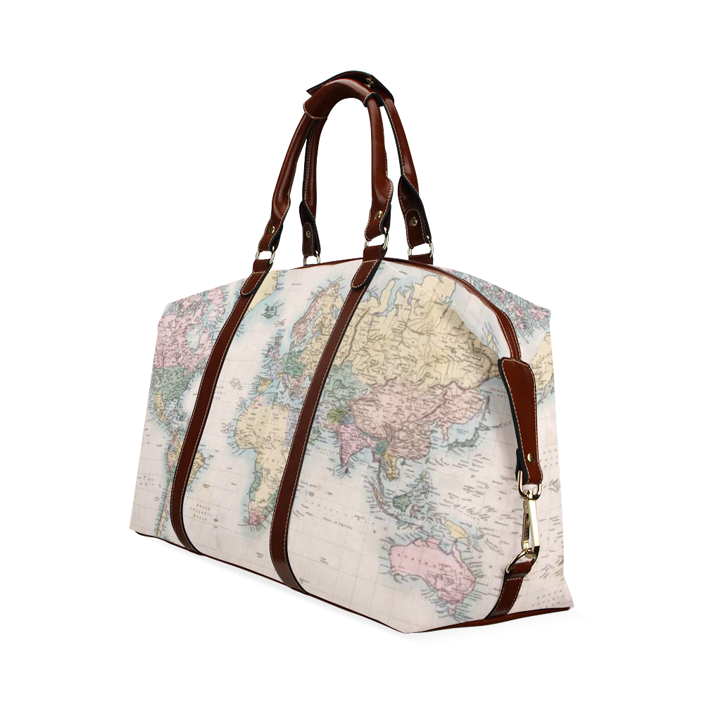 Vintage Retro World Map Classic Travel Bag (Model 1643) Remake | ID ...
