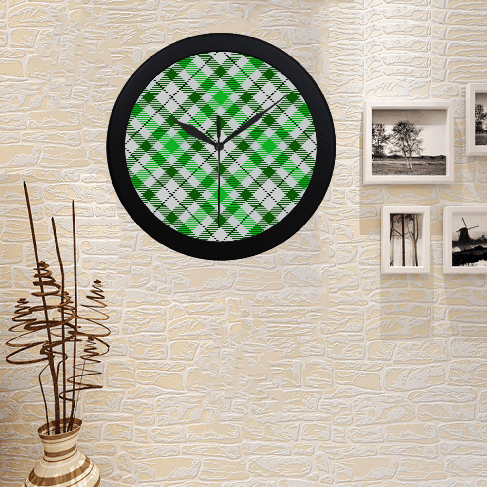 cozy and pleasant Plaid 1D Circular Plastic Wall clock | ID: D1063182