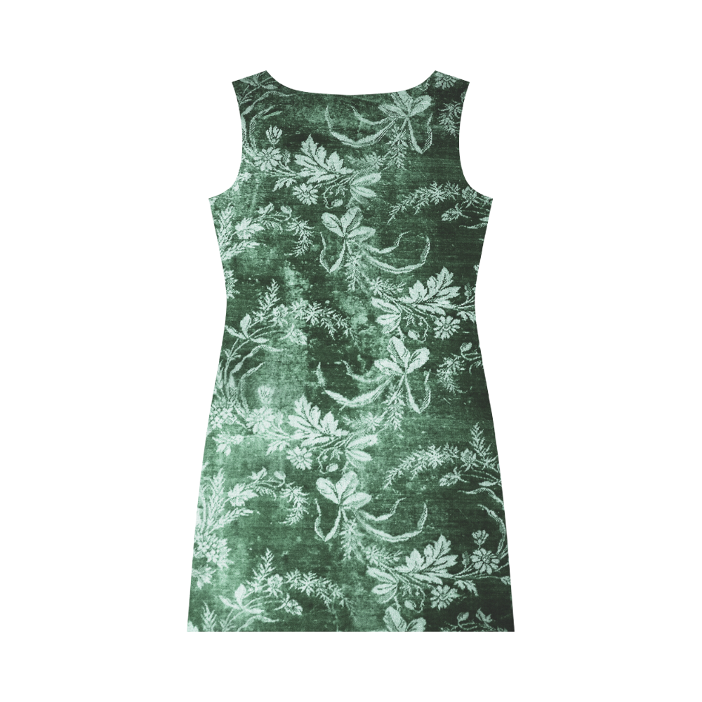 Grunge vintage floral pattern in dark green Round Collar Dress (D22 ...