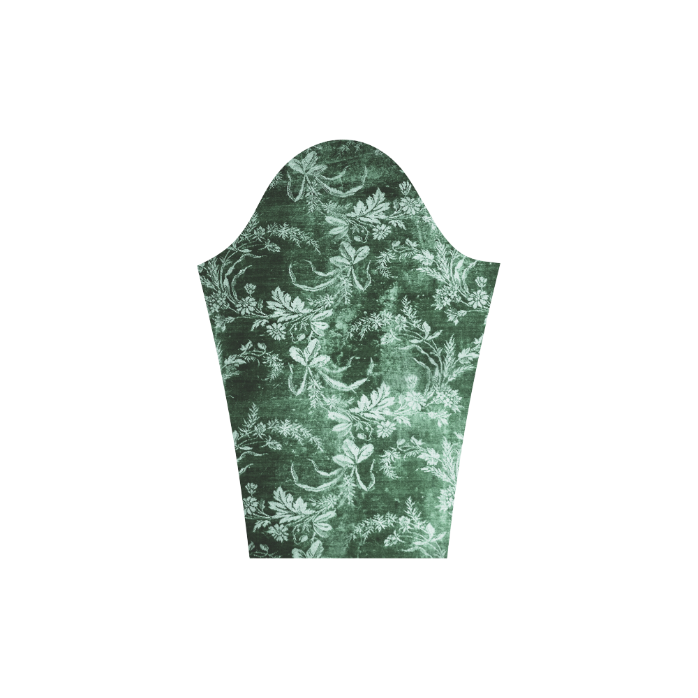 Grunge vintage floral pattern in dark green Round Collar Dress (D22 ...