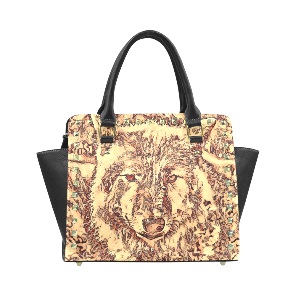 Animal ArtsStudio- amazing wolf CP Rivet Shoulder Handbag (Model 1645 ...