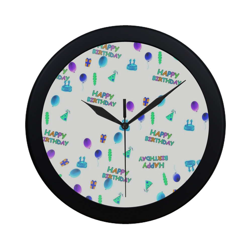 happy Birthday, white Circular Plastic Wall clock | ID: D1107367