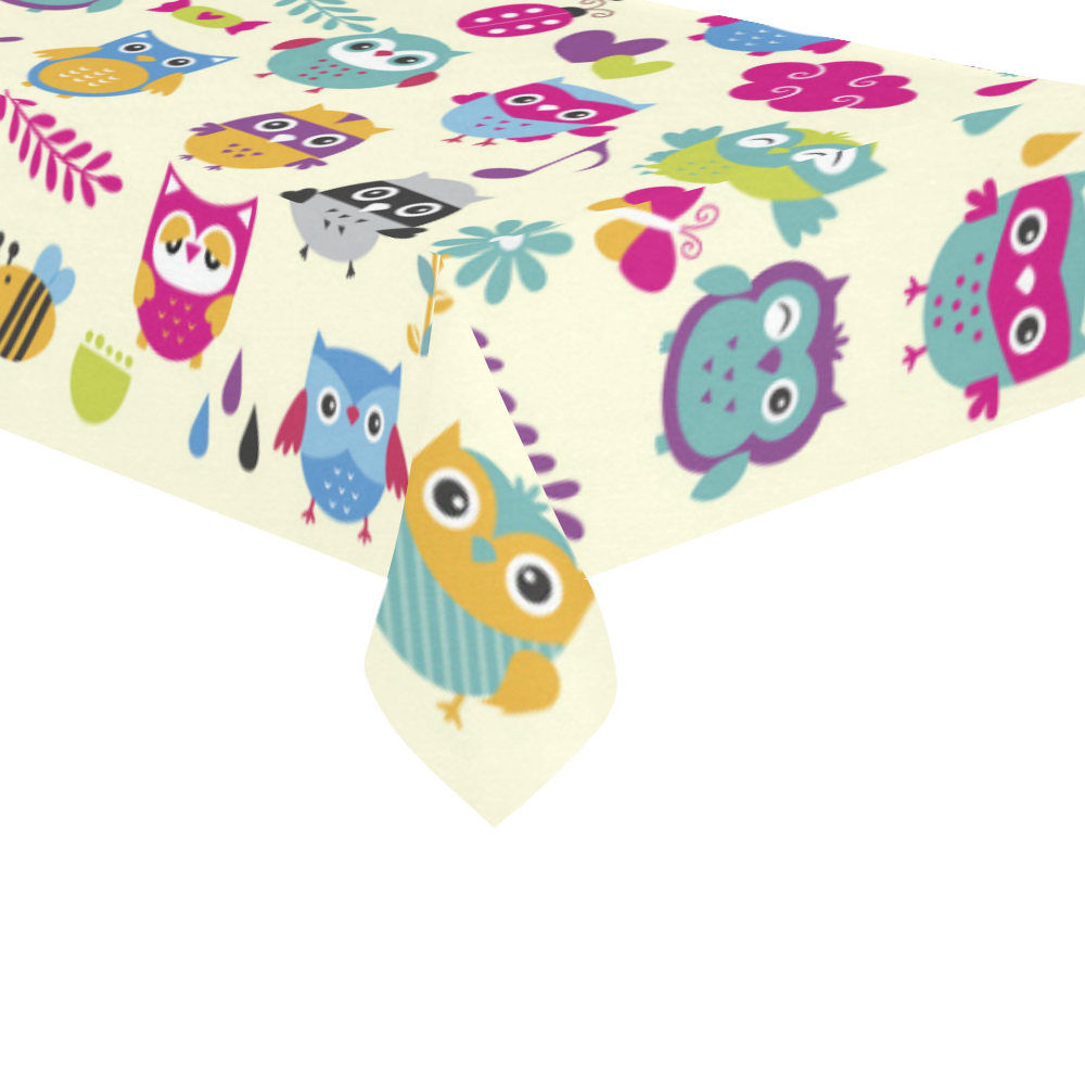 Cute Owls Funny Colorful Butterfly Ladybug Cotton Linen Tablecloth 60 ...