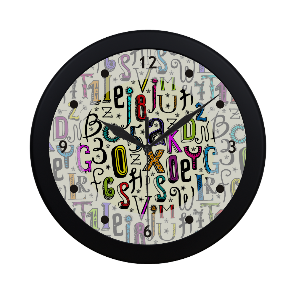 Letters Numbers Stars Typography Pattern Colored Circular Plastic Wall ...