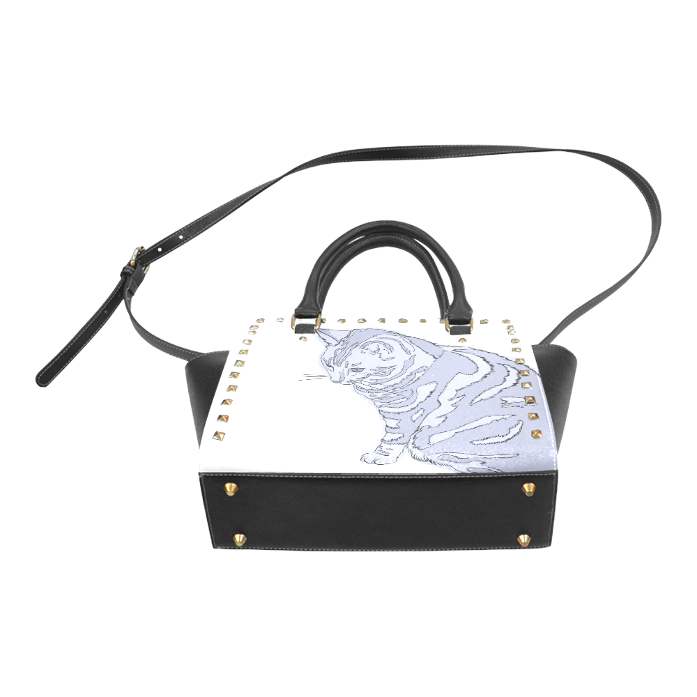 Blue Cat Rivet Shoulder Handbag (Model 1645) | ID: D1121066