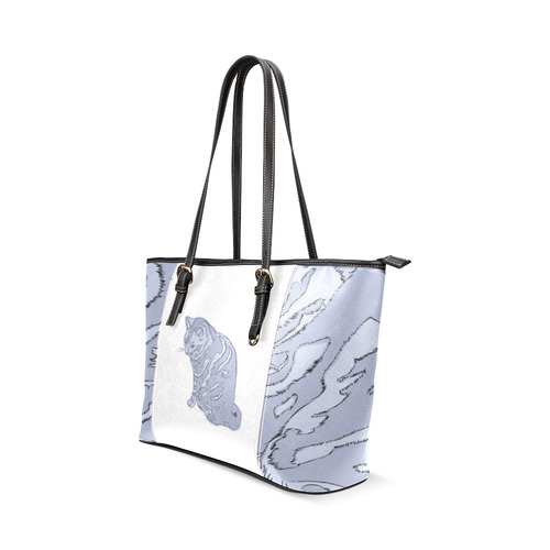 Blue Cat Leather Tote Bag/Small (Model 1640) | ID: D1121024