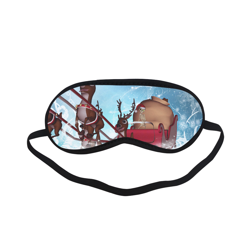 Christmas, funny skeleton with reindeer Sleeping Mask | ID: D1120345