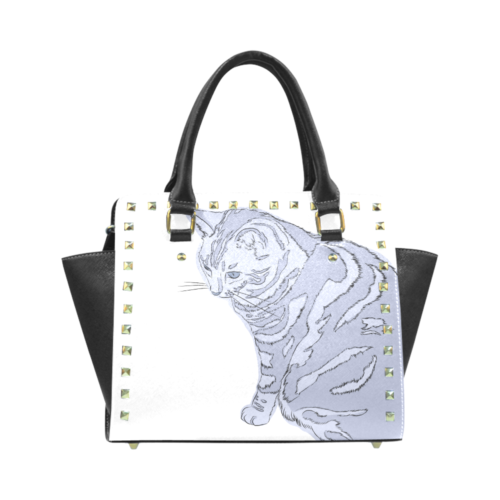 Blue Cat Rivet Shoulder Handbag (Model 1645) | ID: D1121066