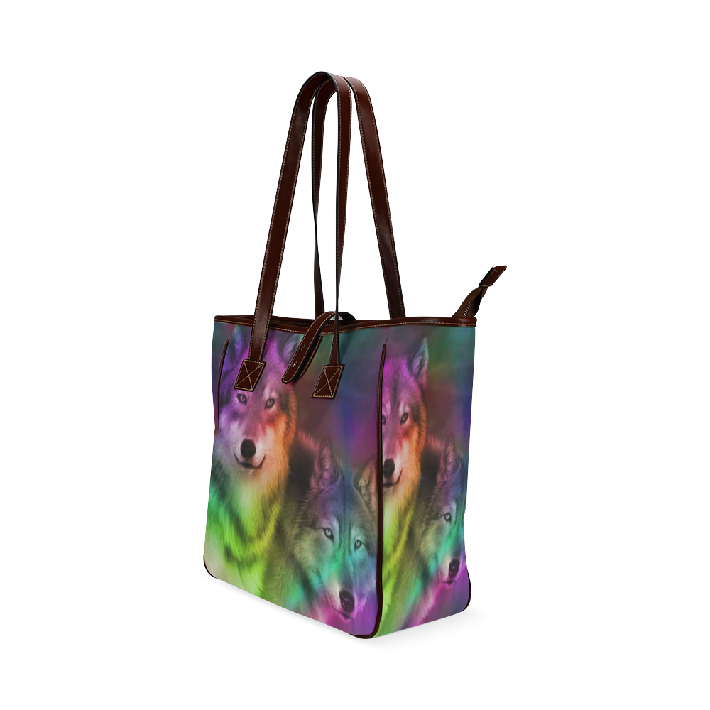 colorful wolves handbag tote Classic Tote Bag (Model 1644) | ID: D1124259