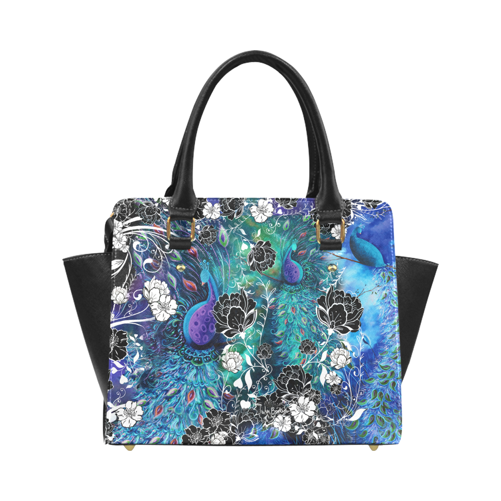 Sapphire Blue Peacock Flower Classic Shoulder Handbag (Model 1653) | ID ...