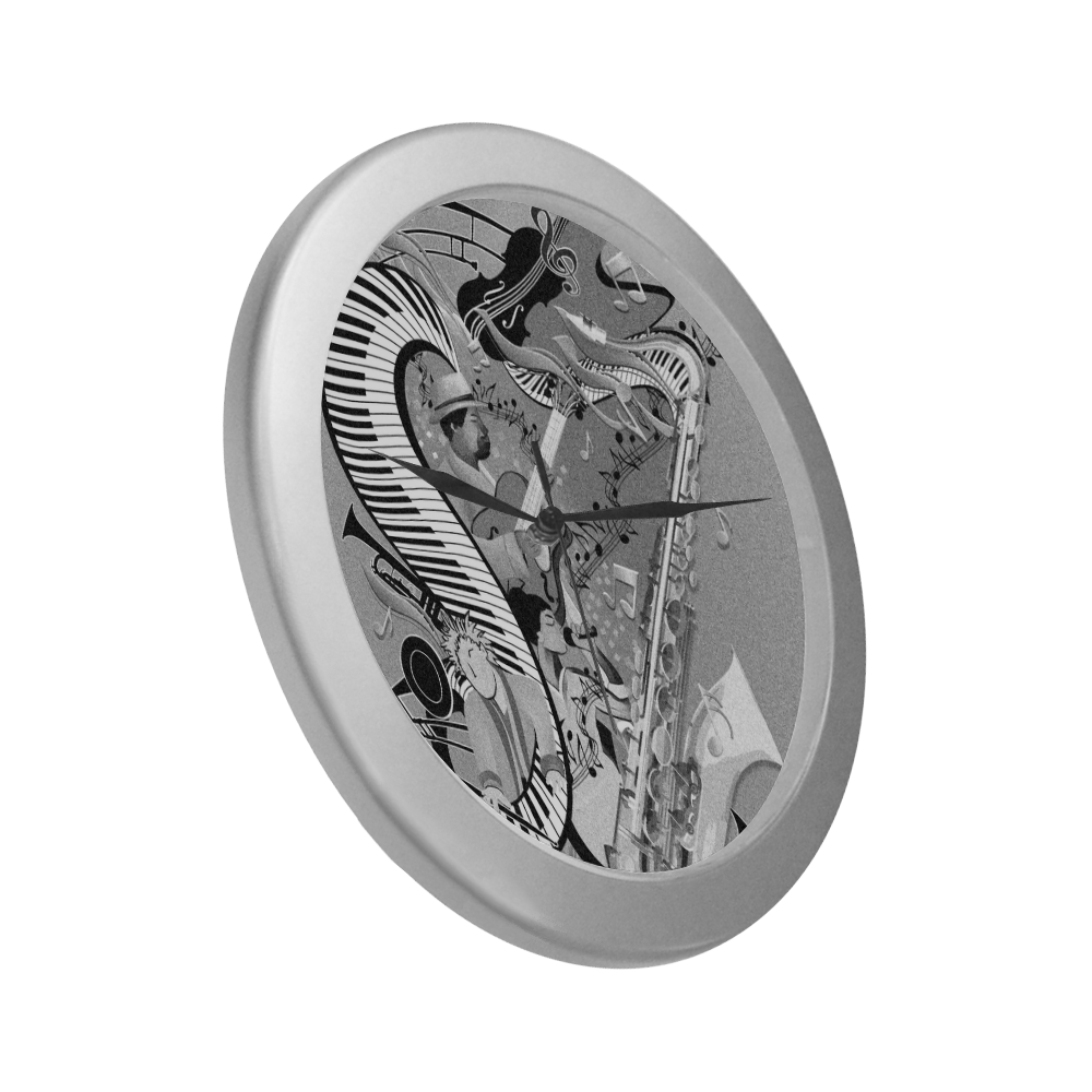 I love Jazz Art Clock by Juleez Silver Color Wall Clock | ID: D1132835