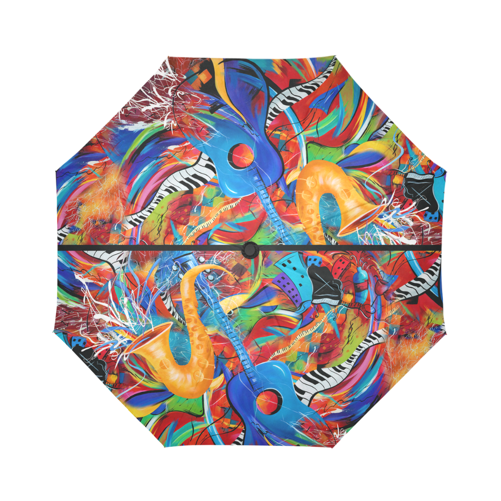 Juleez Jazz Umbrella Music Theme Art Print Auto-Foldable Umbrella ...