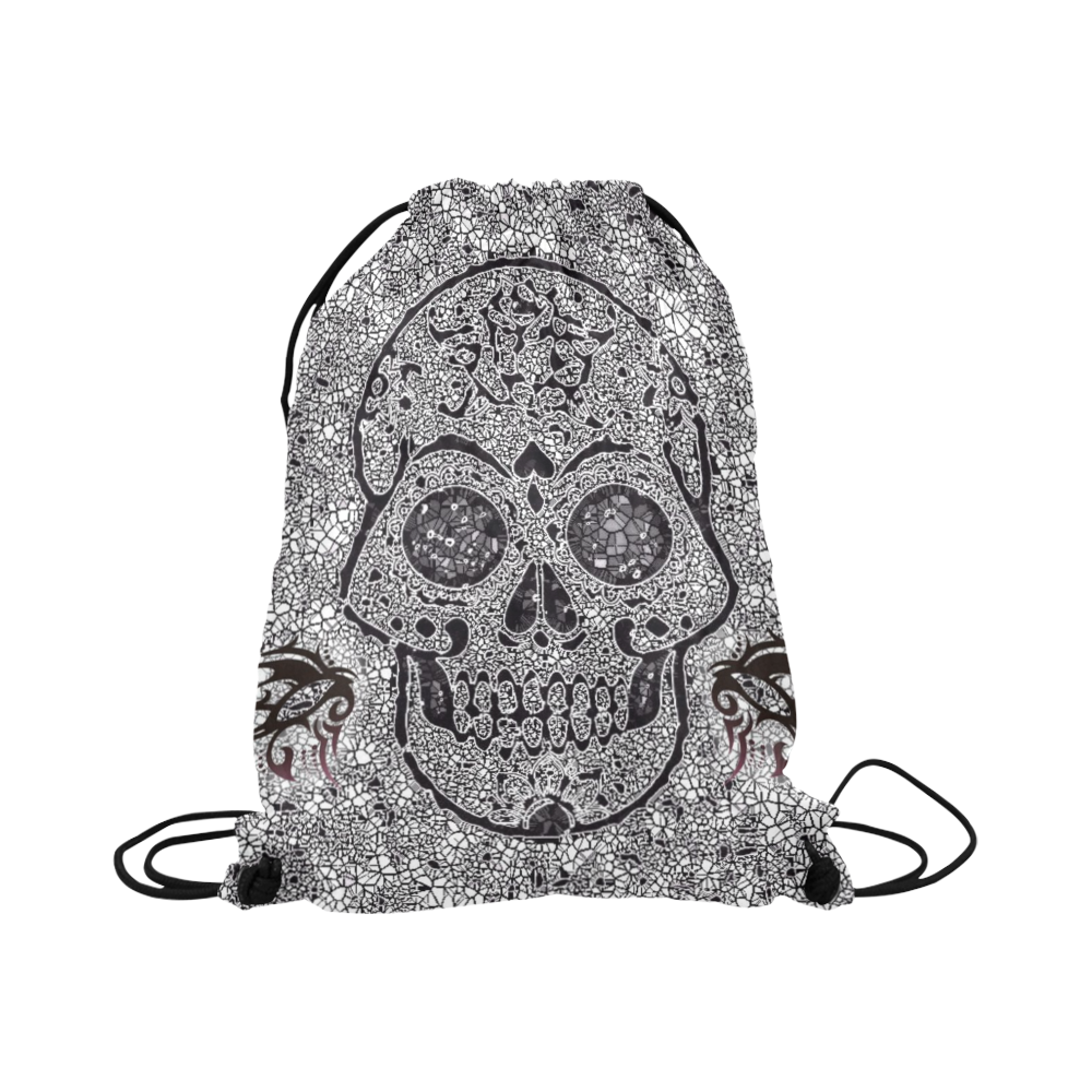 Mosaic Skull Large Drawstring Bag Model 1604 (Twin Sides) 16.5"(W) * 19.3"(H) | ID: D1152297