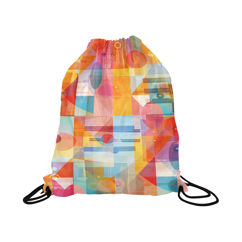 Sunny Geometric Whimsy Large Drawstring Bag Model 1604 (Twin Sides) 16. ...