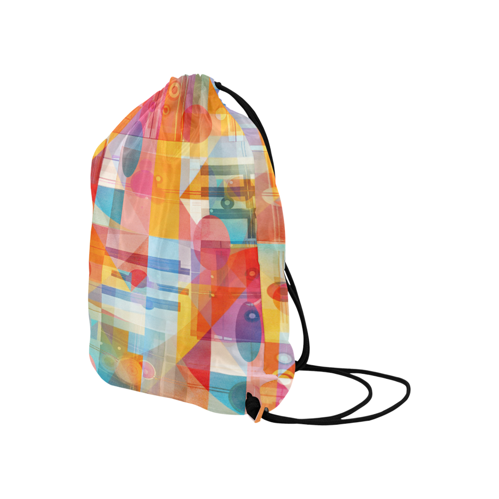 Sunny Geometric Whimsy Large Drawstring Bag Model 1604 (Twin Sides) 16. ...